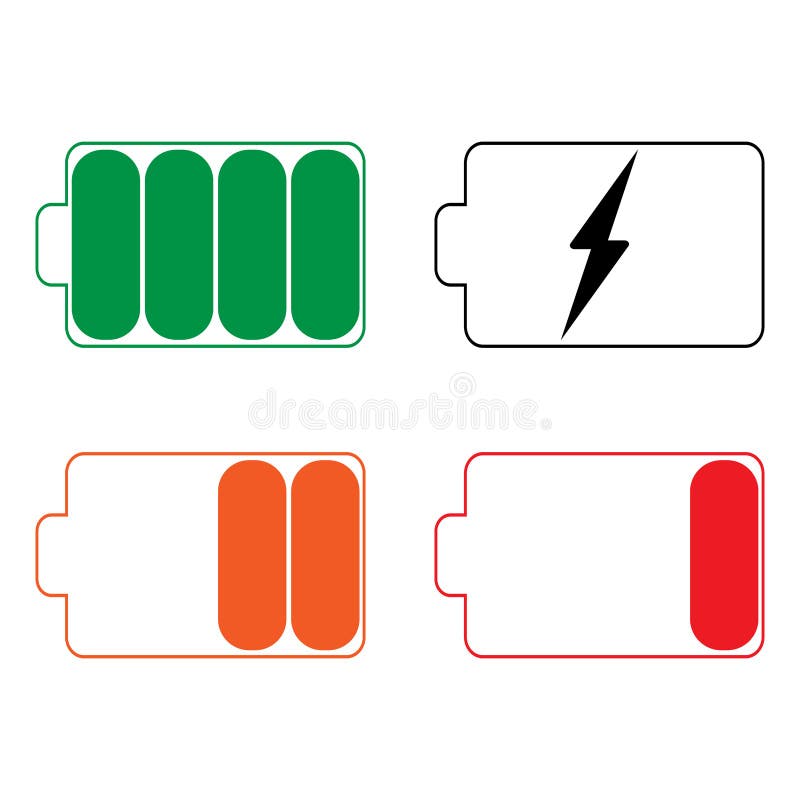 Set of Icons for Batteries with Different Types of Charge. Vector ... Set of Icons for Batteries with Different Types of Charge. Vector ...