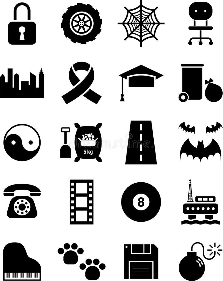 Black icons stock vector. Illustration of colored, graphics - 29816993