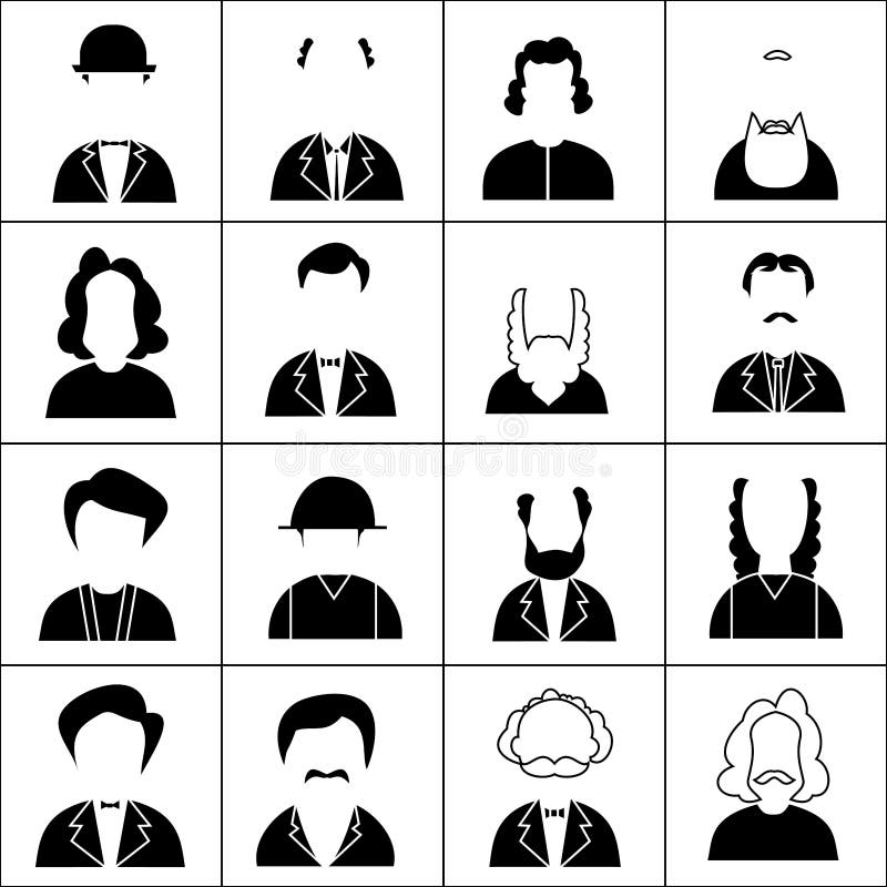Set of Icons of Black People. Vector Stock Vector - Illustration of ...