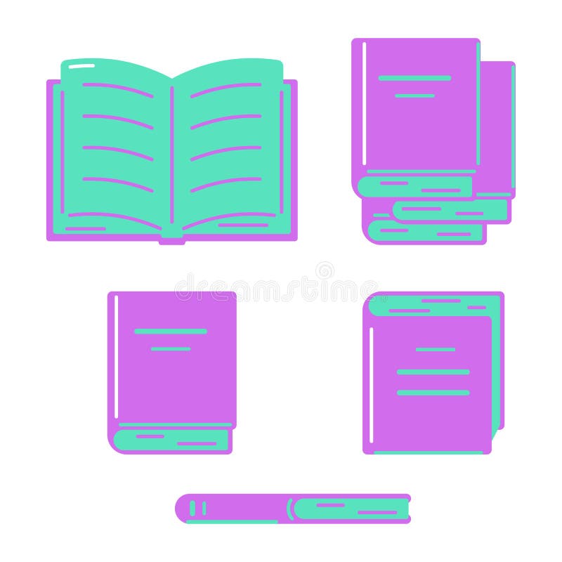 Set of Icons of Books in the Flat Style Stock Illustration ...