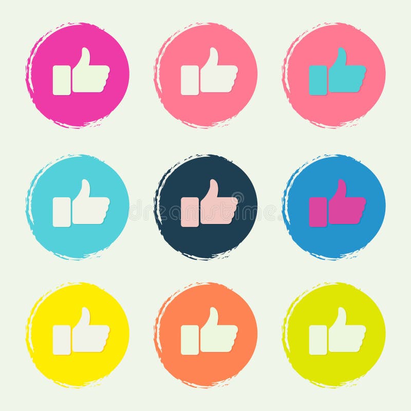 Set Icons, Buttons with Like Symbol on Round Background Stock Vector ...