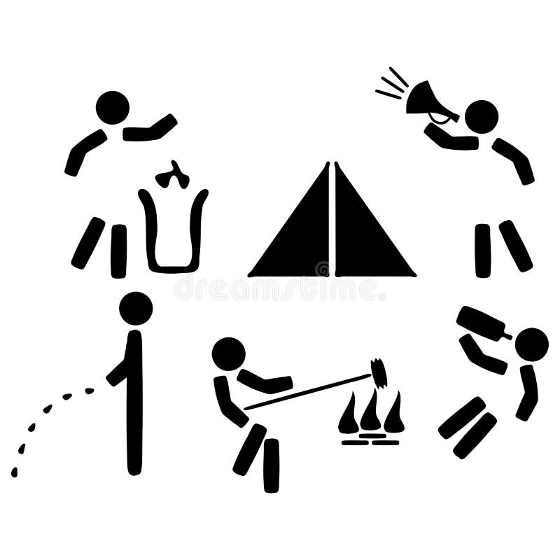Set icons of camping rules stock vector. Illustration of camping - 48991251