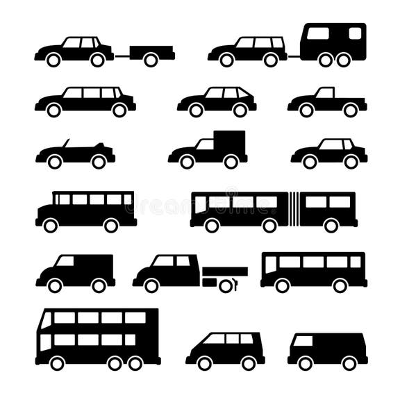 Set icons of car and bus stock vector. Illustration of parking - 38056309