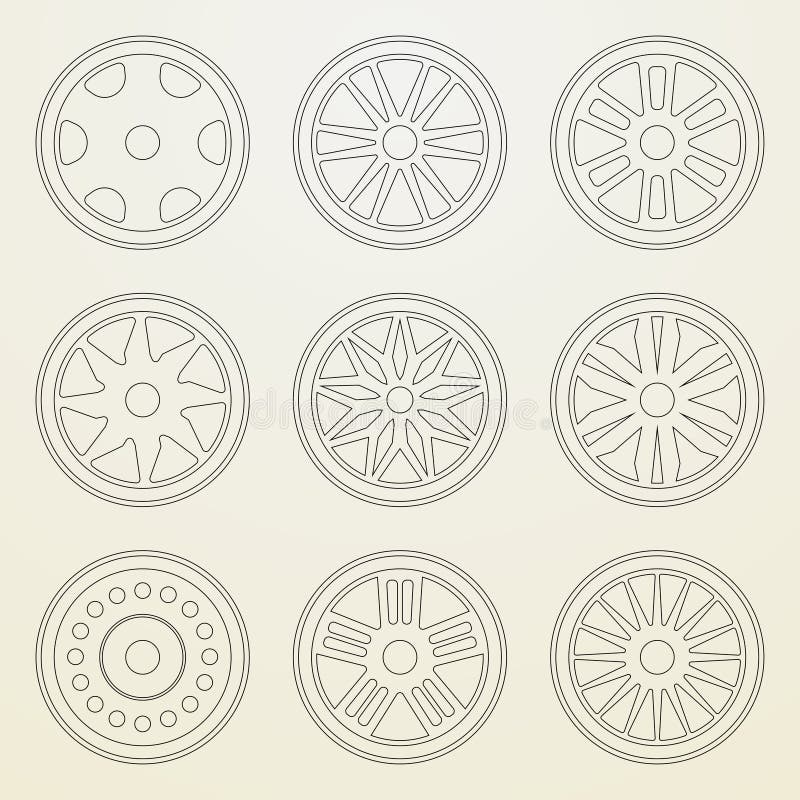 Set of Icons of a Car Rims. Stock Vector - Illustration of wheel ...