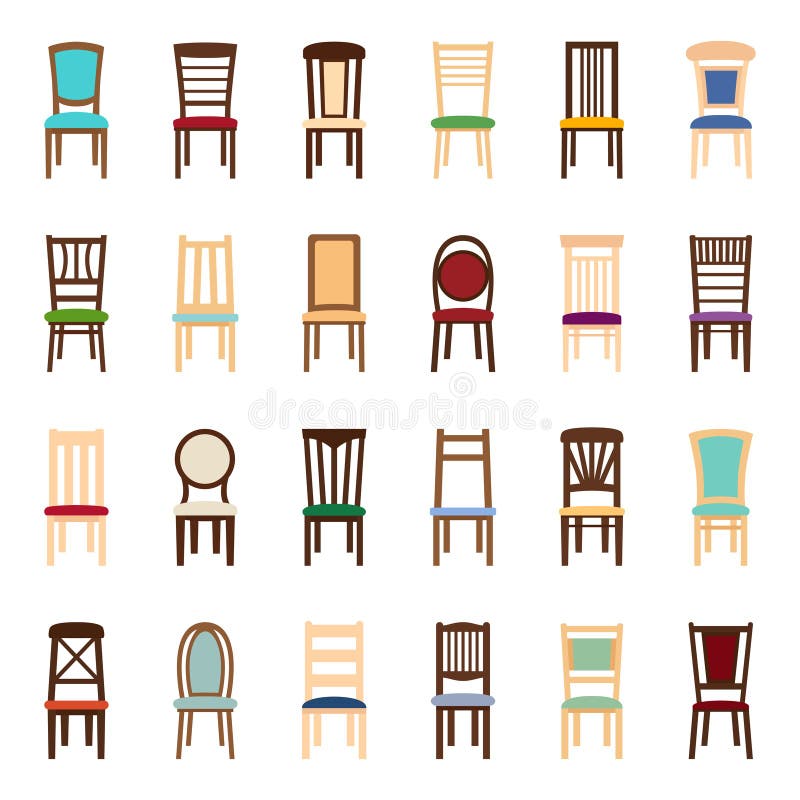 Set of Icons of Chairs, Vector Illustration Stock Vector - Illustration ...