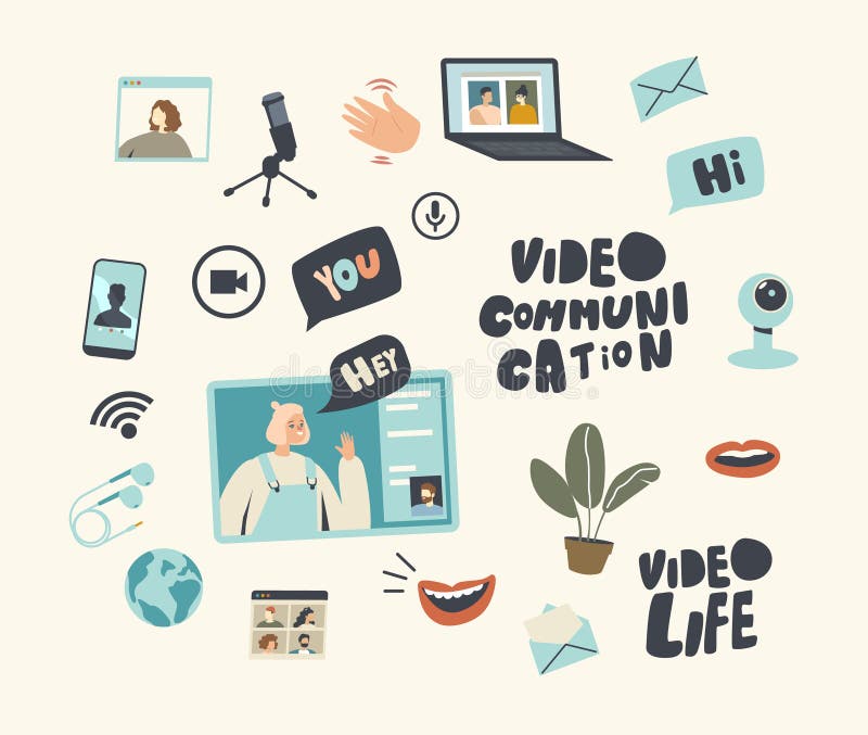 Communication Theme - Icons Set Stock Illustration - Illustration of ...