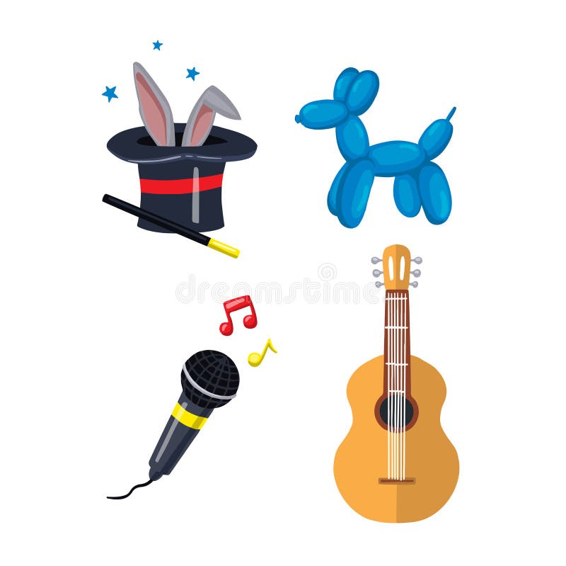 Set of Icons for Children S Show Program, Talent Contest, Hand Drawn ...