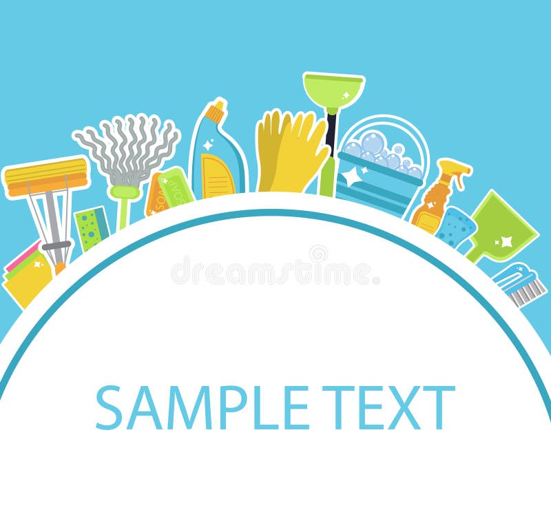 Set of Icons for Cleaning Tools.Template for Text. House Cleaning Staff ...