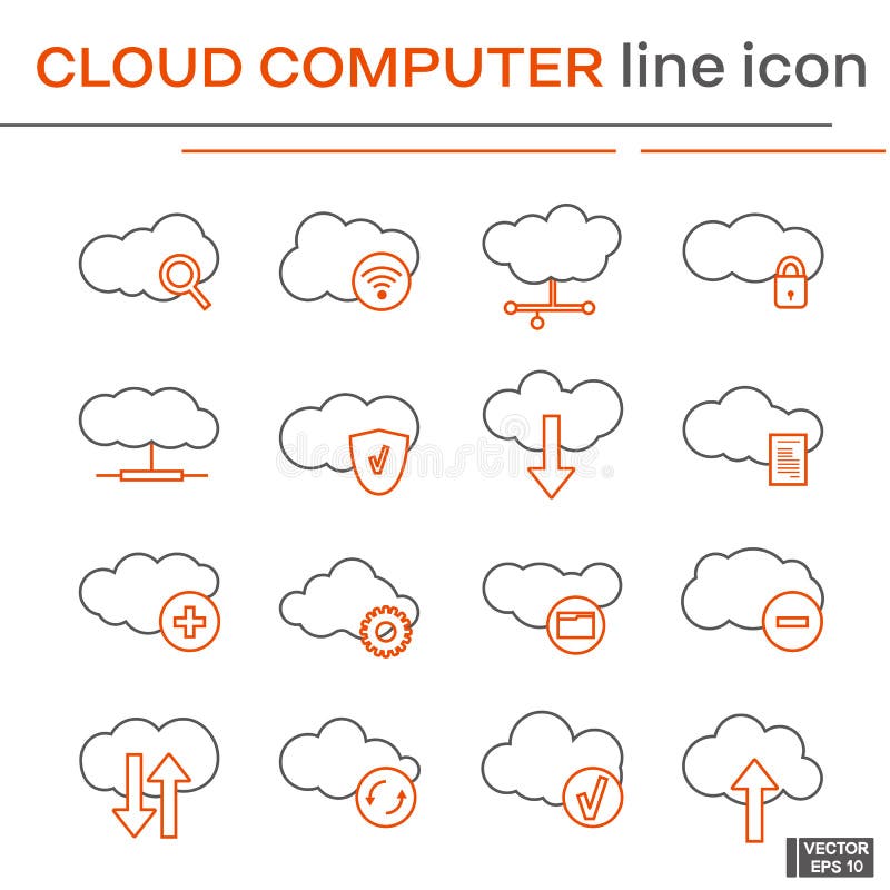 Set of Icons, Cloud Computer Stock Vector - Illustration of arrow ...