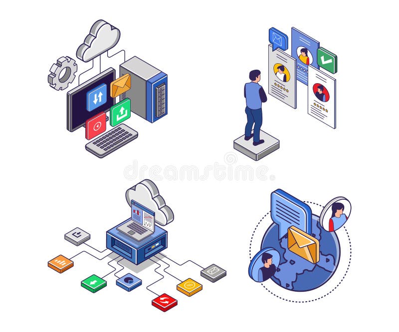 Set of Icons for Cloud Server Computer Technology Business Stock ...