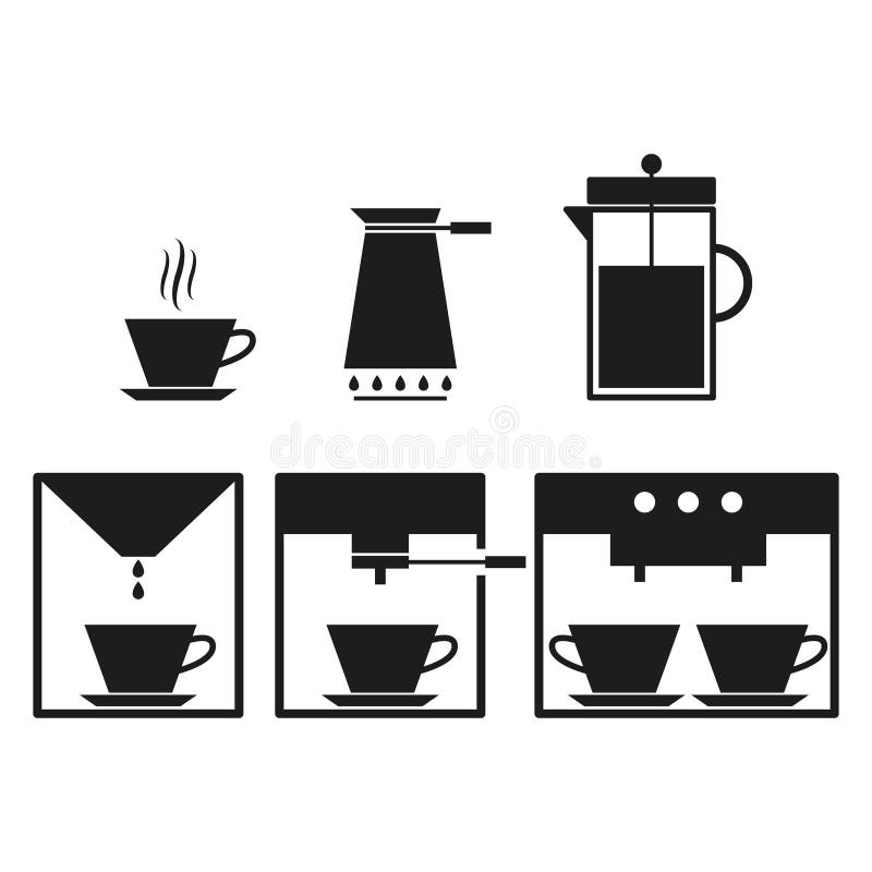 Icons Set Coffee Cup Line Black Modern Style Design Elements Stock ...