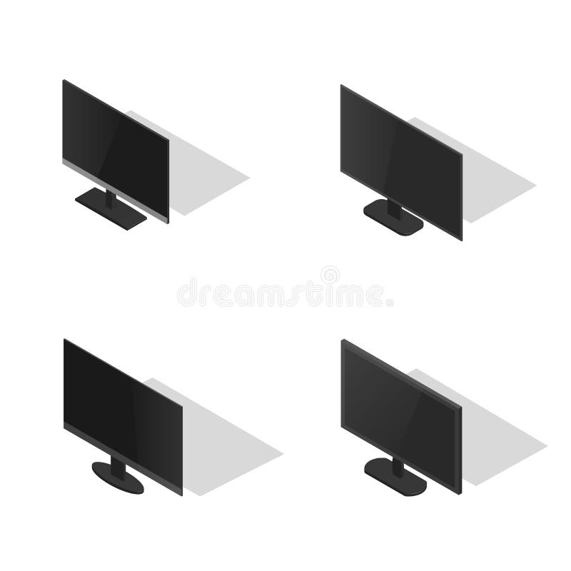 Set of Flat Monitors in 3D, Vector Illustration. Stock Vector ...