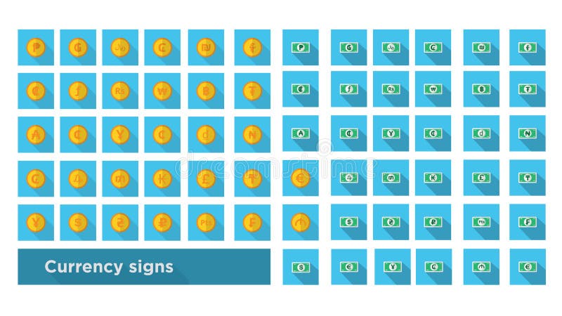 Set Icons Color Currency Symbol Stock Vector - Illustration of element ...