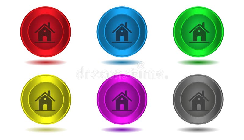 Set of Icons in Color, Home, Illustration Stock Illustration ...