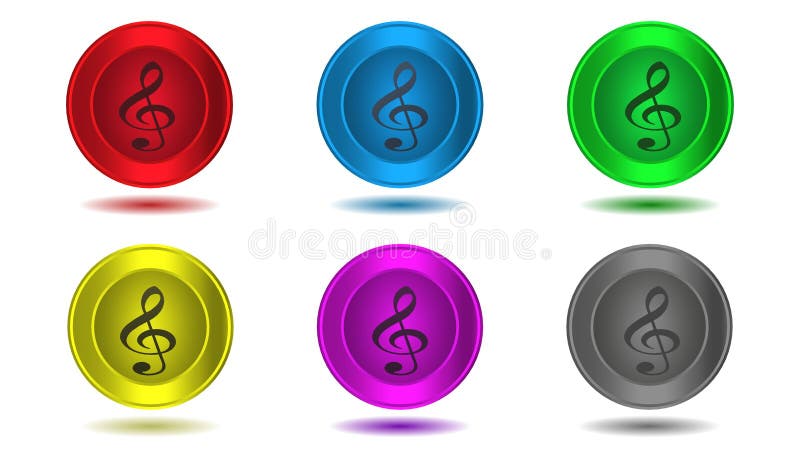 Set of Icons in Color, Treble Clef, Illustration Stock Illustration ...