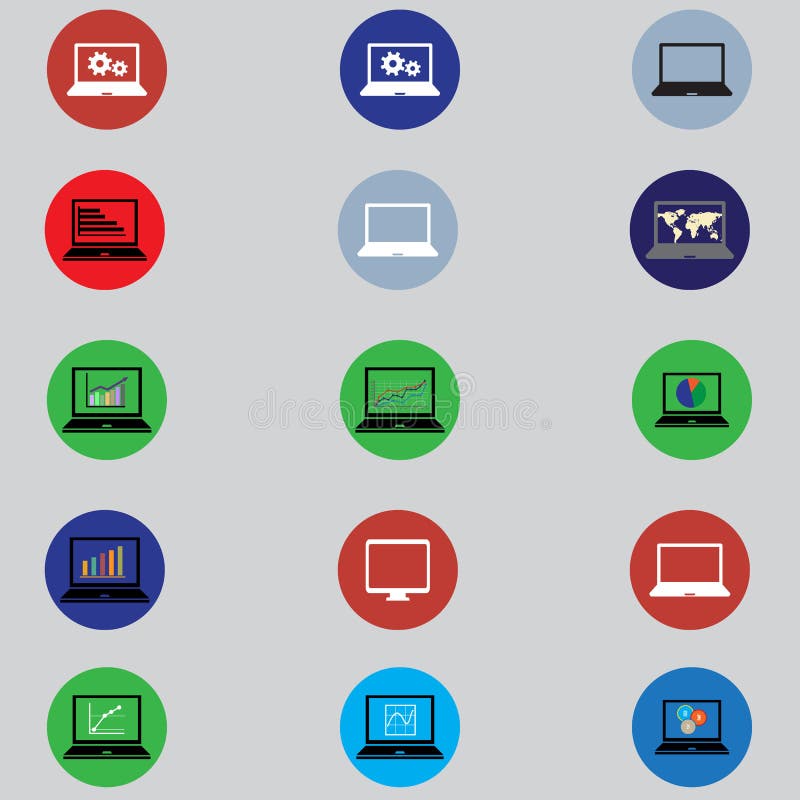 Set of Icons with Computers in Flat Design Stock Vector - Illustration ...