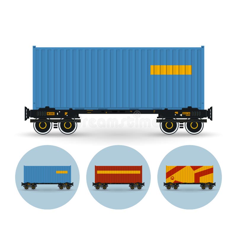 Set of Icons the Containers on a Railway Platform Stock Vector ...