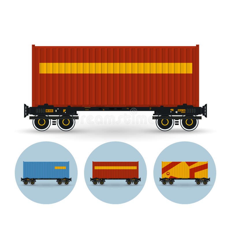 Set of Icons the Containers on a Railway Platform Stock Vector ...