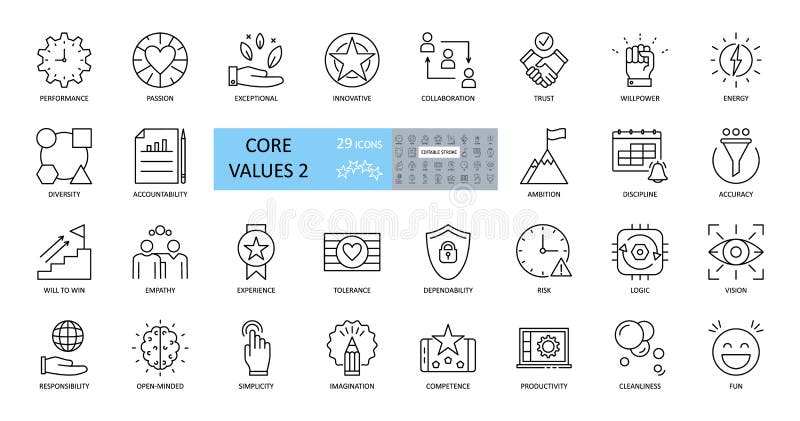 Vector Set of Core Values Icons with Editable Stroke Stock Vector ...