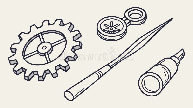 A Set of Craft and Workshop Tools. Gear, Compass, Knife, Glue. Vector ...
