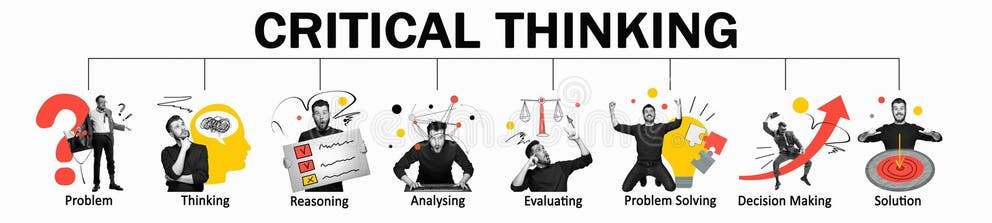 Set of Icons of Critical Thinking Process. Problem, Thinking, Reasoning ...