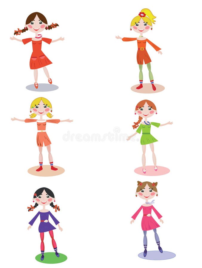 Set icons with cute girls stock vector. Illustration of beauty - 18877781