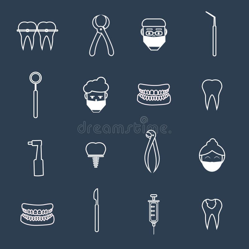 Set of Icons for Dentistry. Dental Instruments Stock Vector ...