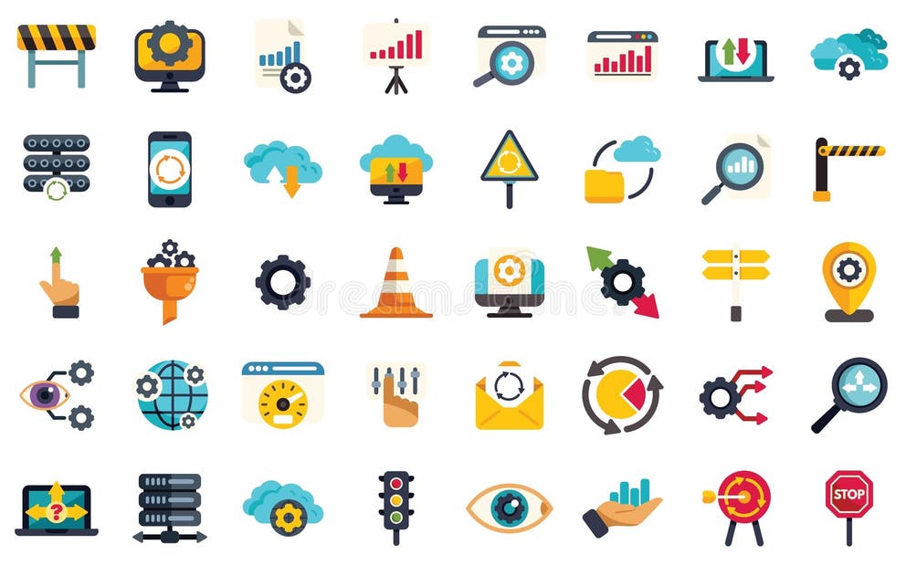 Workflow Optimization and Process Management Icons Showing Continuous ...
