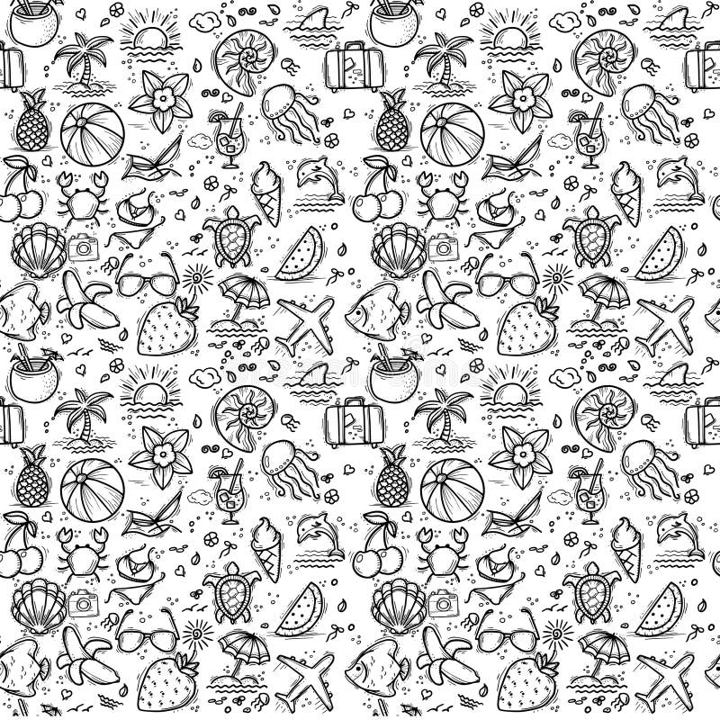 Set of Icons and Design Elements for Summer Holidays and Beach Rest in ...