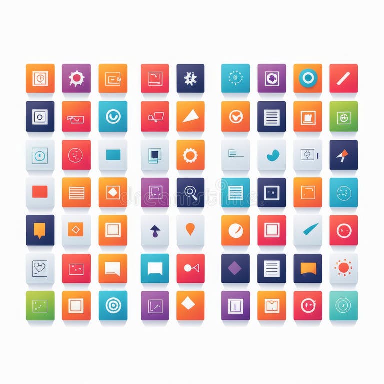 Set of Icons with Different Color Elements Stock Illustration ...
