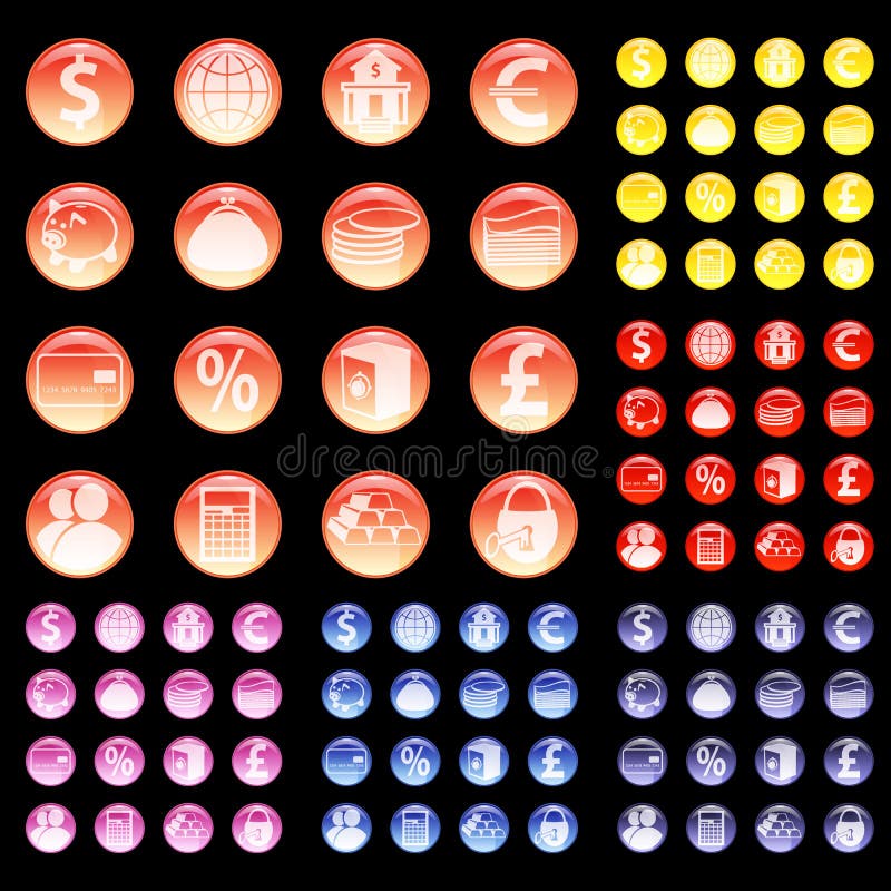 Set of Icons in Different Colors of the Bank`s Objects Stock Vector ...