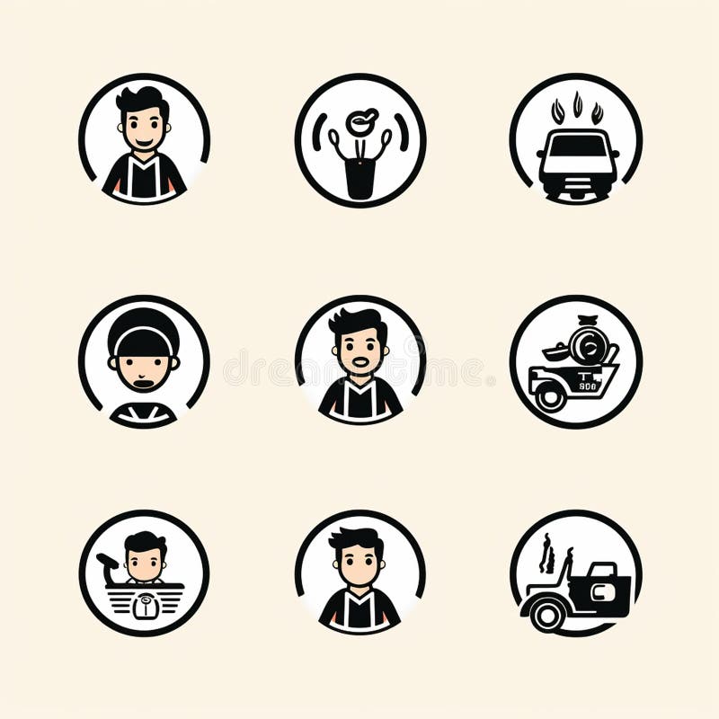 Set of Icons of Different Professions. Vector Illustration in a Flat ...