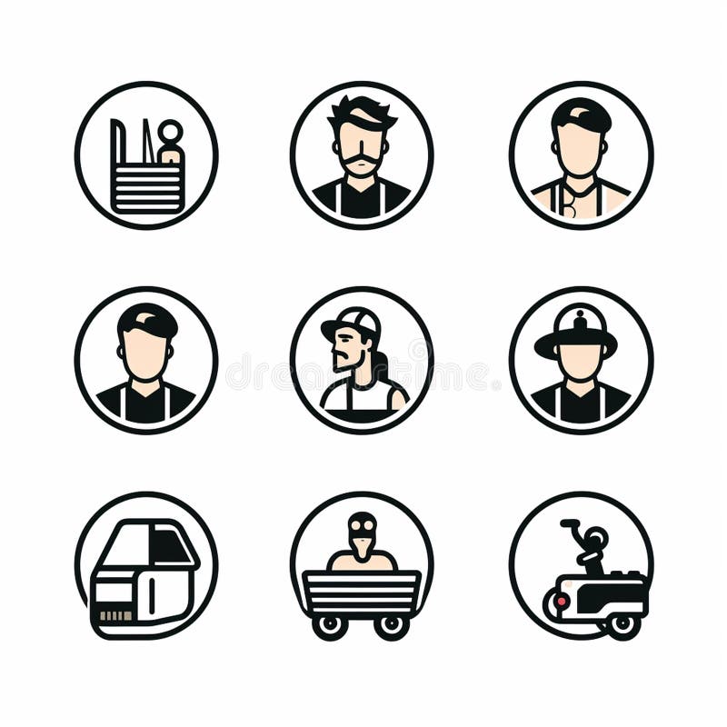 Set of Icons of Different Professions. Vector Illustration in a Flat ...