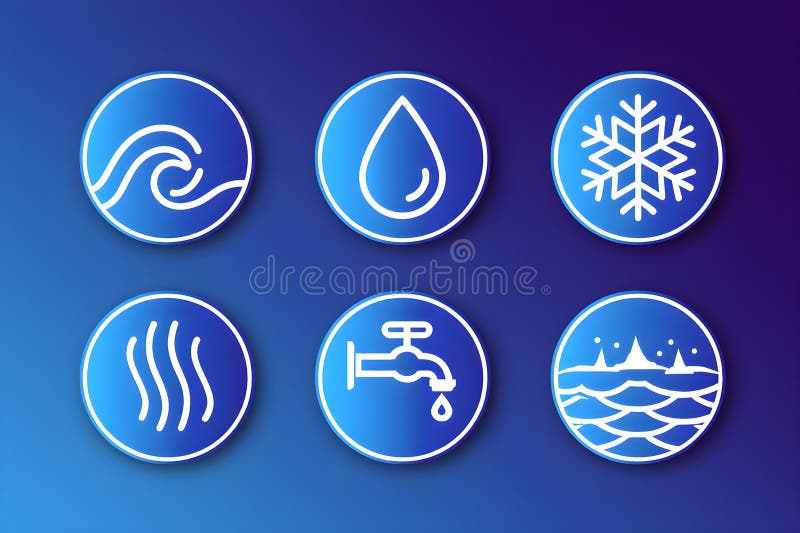 Set of Icons for Different Types of Water. Stock Illustration ...