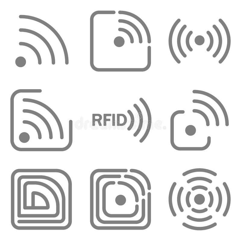 Set of Icons with Different Variations of Rfid Image in Different Forms ...