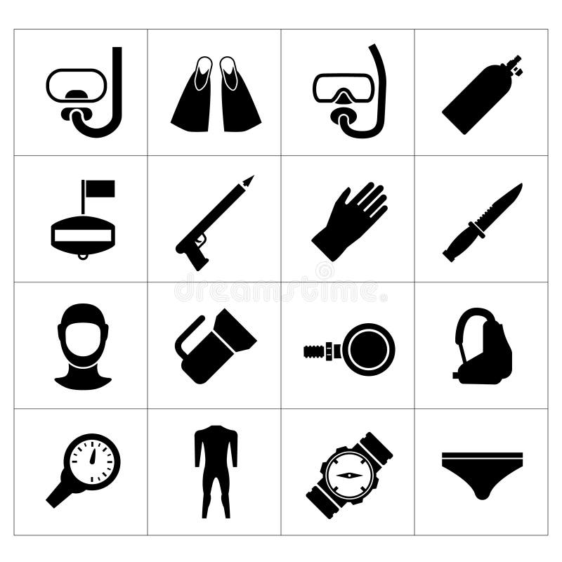 Diving icons stock vector. Illustration of activity, graphic - 33431705
