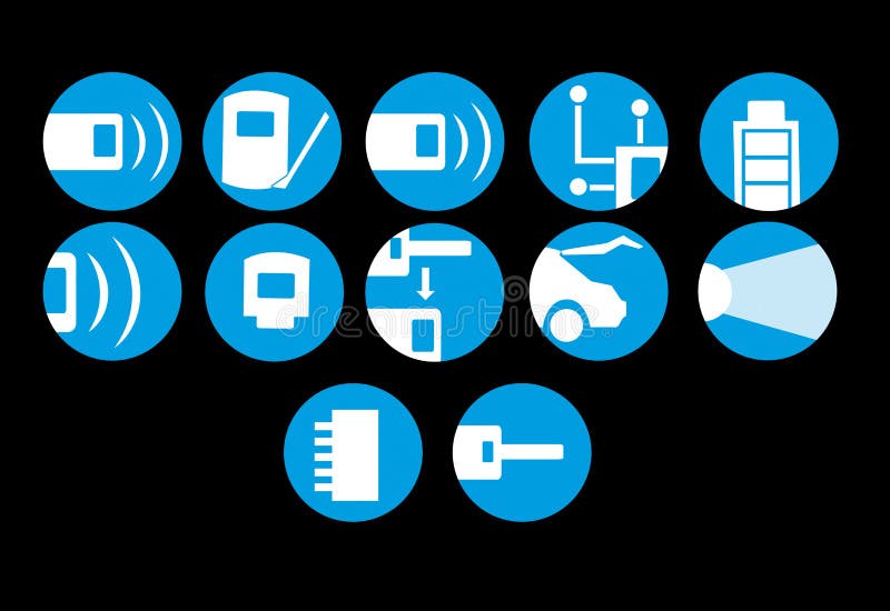 Set of Icons for Electronic Car Systems Stock Illustration ...