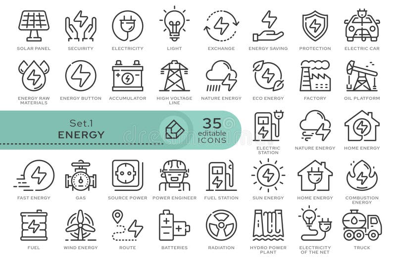 Set icons energy 01 stock vector. Illustration of vector - 280922933