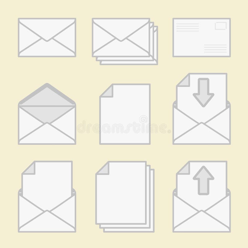 Set of envelopes icons stock vector. Illustration of document - 29300085