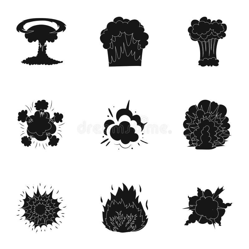 A Set of Icons about the Explosion. Various Explosions, a Cloud of ...