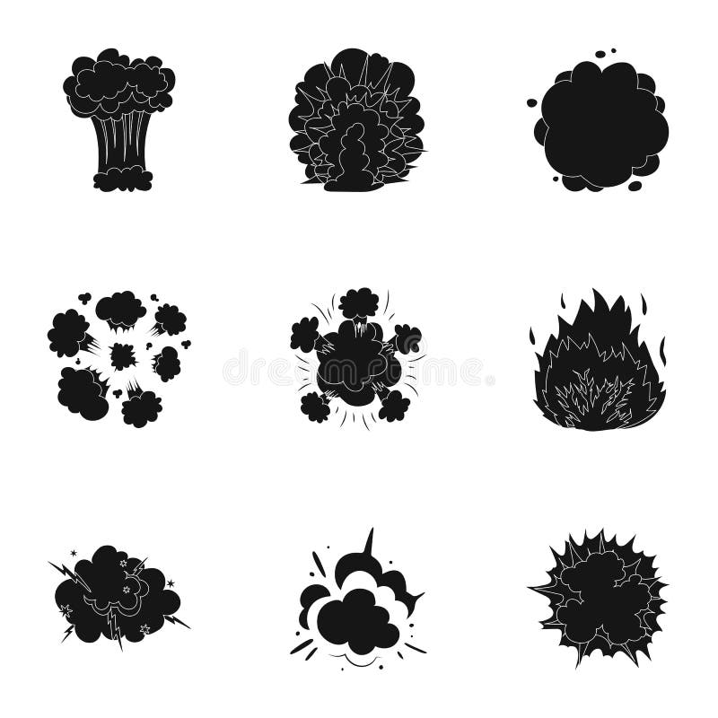 A Set of Icons about the Explosion. Various Explosions, a Cloud of ...