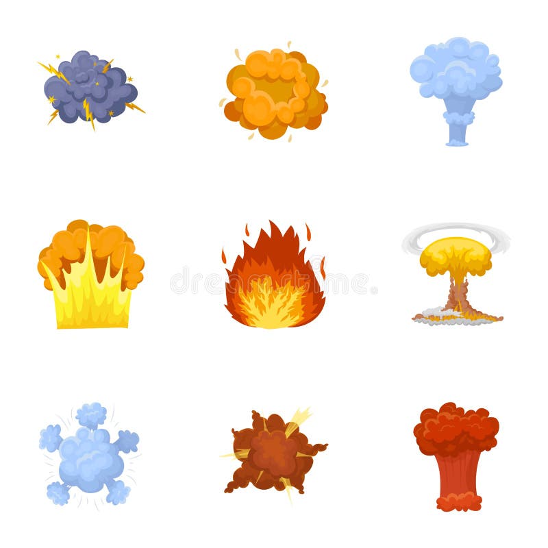 A Set of Icons about the Explosion. Various Explosions, a Cloud of ...