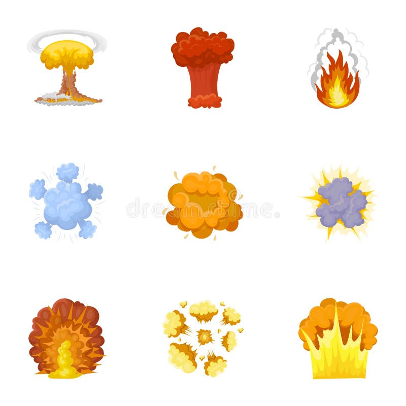 A Set of Icons about the Explosion. Various Explosions, a Cloud of ...