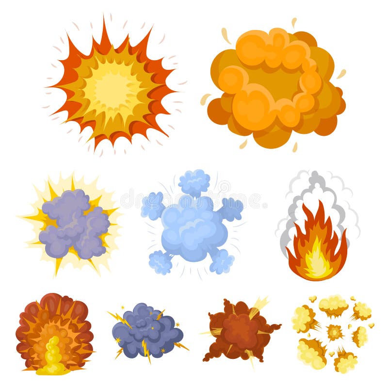 A Set of Icons about the Explosion. Various Explosions, a Cloud of ...