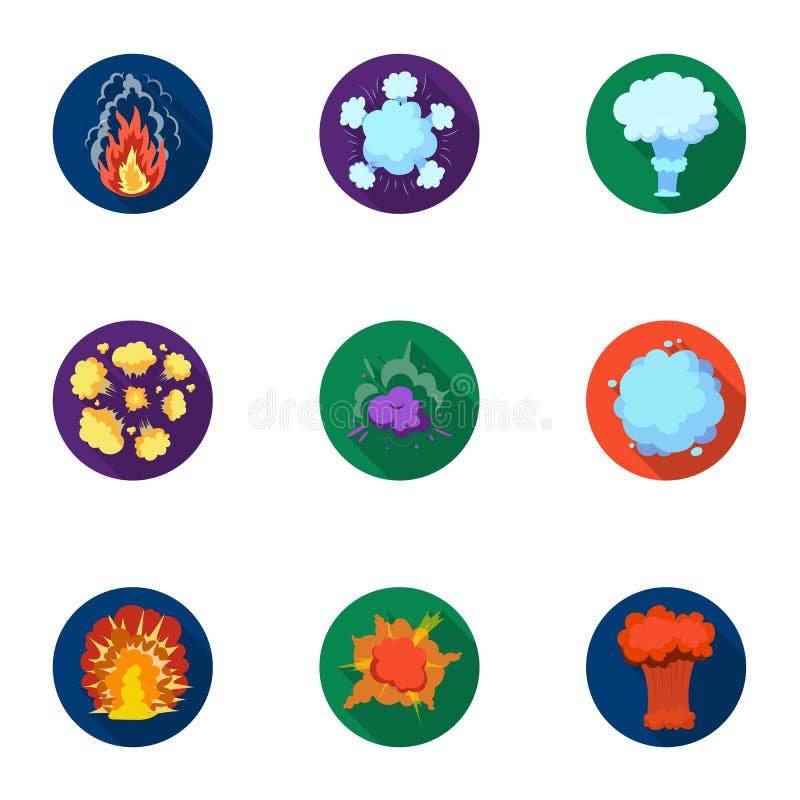A Set of Icons about the Explosion. Various Explosions, a Cloud of ...