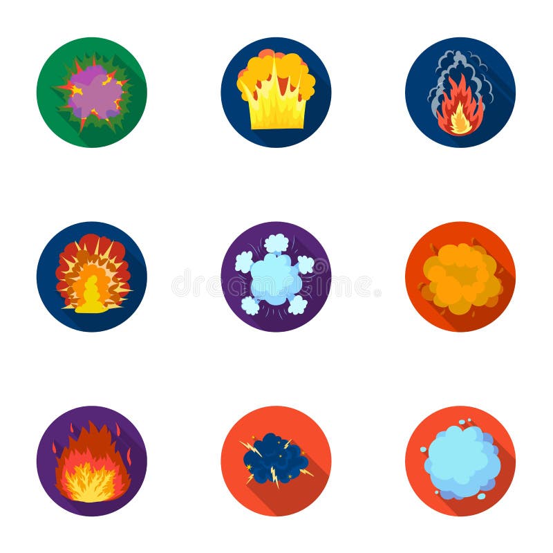 A Set of Icons about the Explosion. Various Explosions, a Cloud of ...