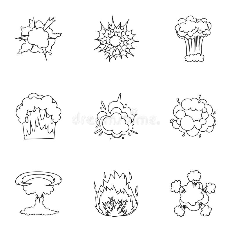 A Set of Icons about the Explosion. Various Explosions, a Cloud of ...