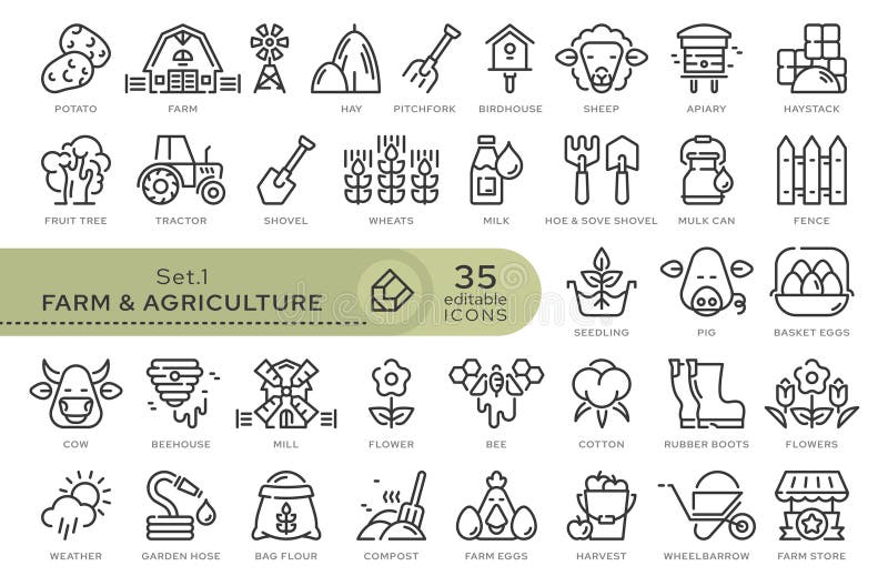 Set icons farm 01 stock vector. Illustration of beekeeping - 280593531