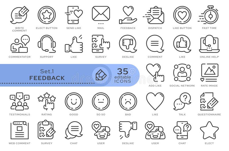 Set icons feedback 01 stock vector. Illustration of icons - 281001496