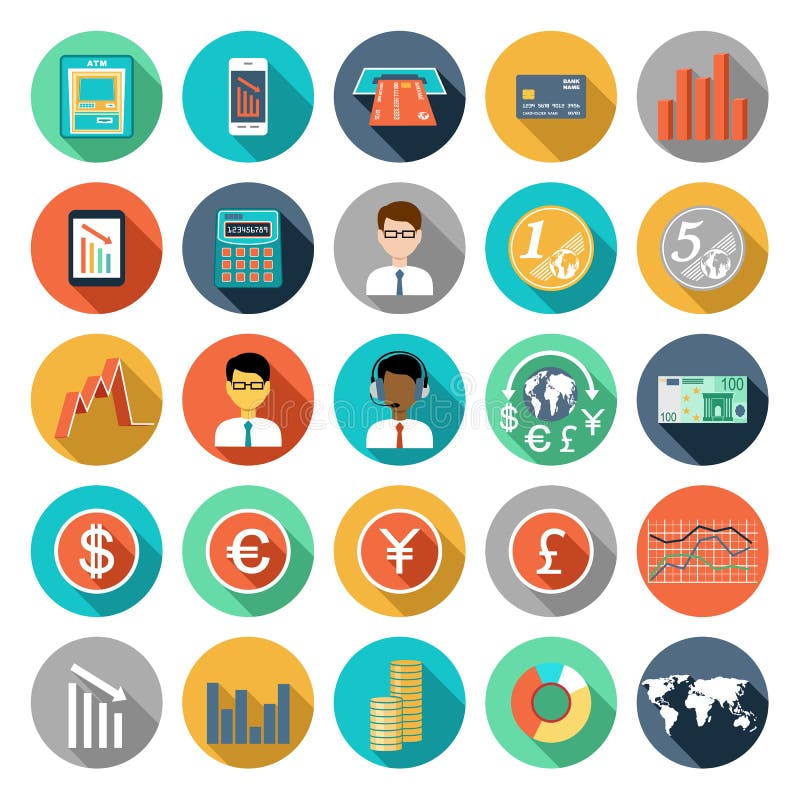 Set of Icons with Financial Infographics Stock Vector - Illustration of ...